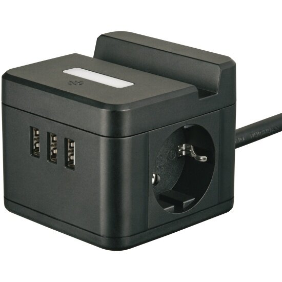 Удлинитель Uniel Удлинитель серии Standard, с/з, шнур 1,5м S-GCD2-1,5SBUH BLACK