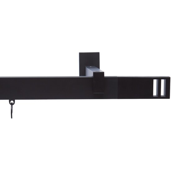 Карниз металлический Arttex однорядный Хай-тек диаметр 34, Черный 200 см с наконечником Квадро