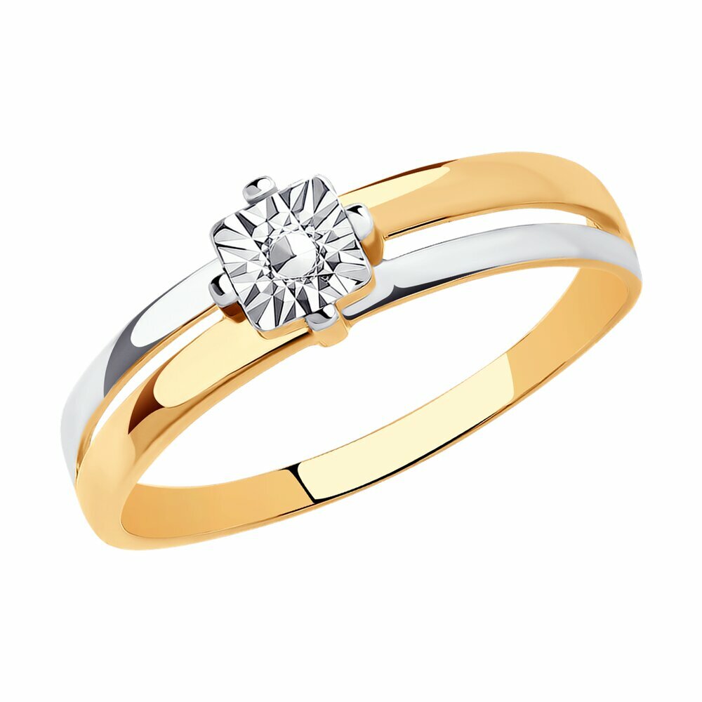 Кольцо, комбинированное золото, 585 проба