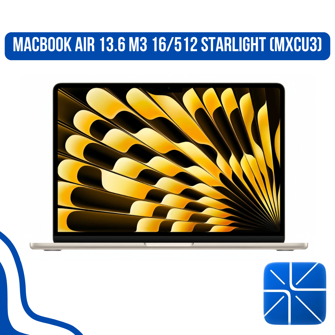 Ноутбук Apple MacBook Air 13, M3, 16/512 Gb, Starlight, MXCU3, (Английская раскладка)
