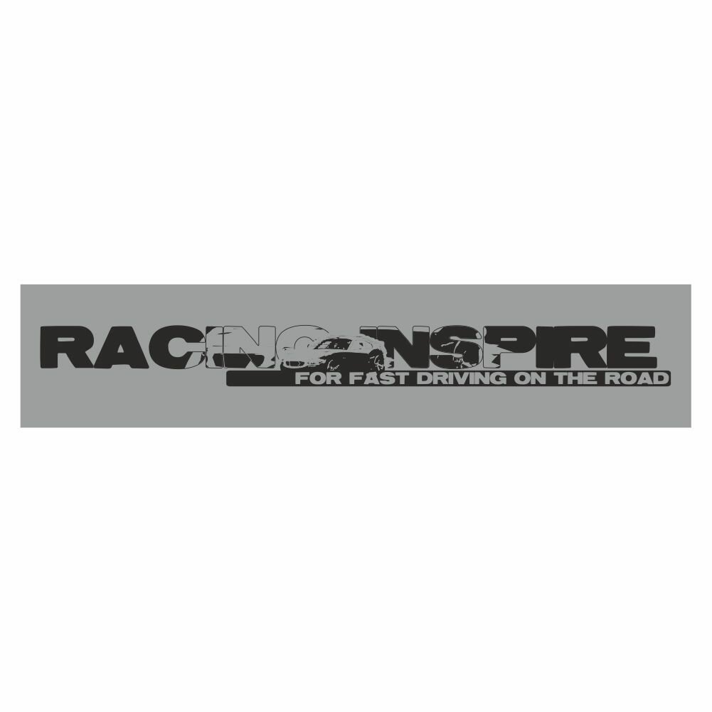 Полоса на лобовое стекло 1220х270мм "RACING INSPIRE" серебро, Арт рэйсинг