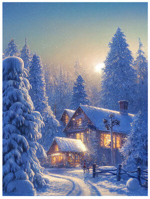 **НГ Набор д/творч(РыжийКот) ХолстПоНомерам[50*40см] Уютный вечер (холст на подрамнике, краски, кисточки) (Х-7578)