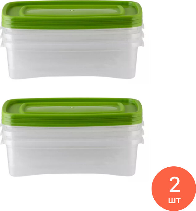 Контейнеры для хранения продуктов Полимербыт Каскад прямоугольные для СВЧ пластик 3шт. по 0.7л / аксессуары для кухни (комплект из 2 шт)