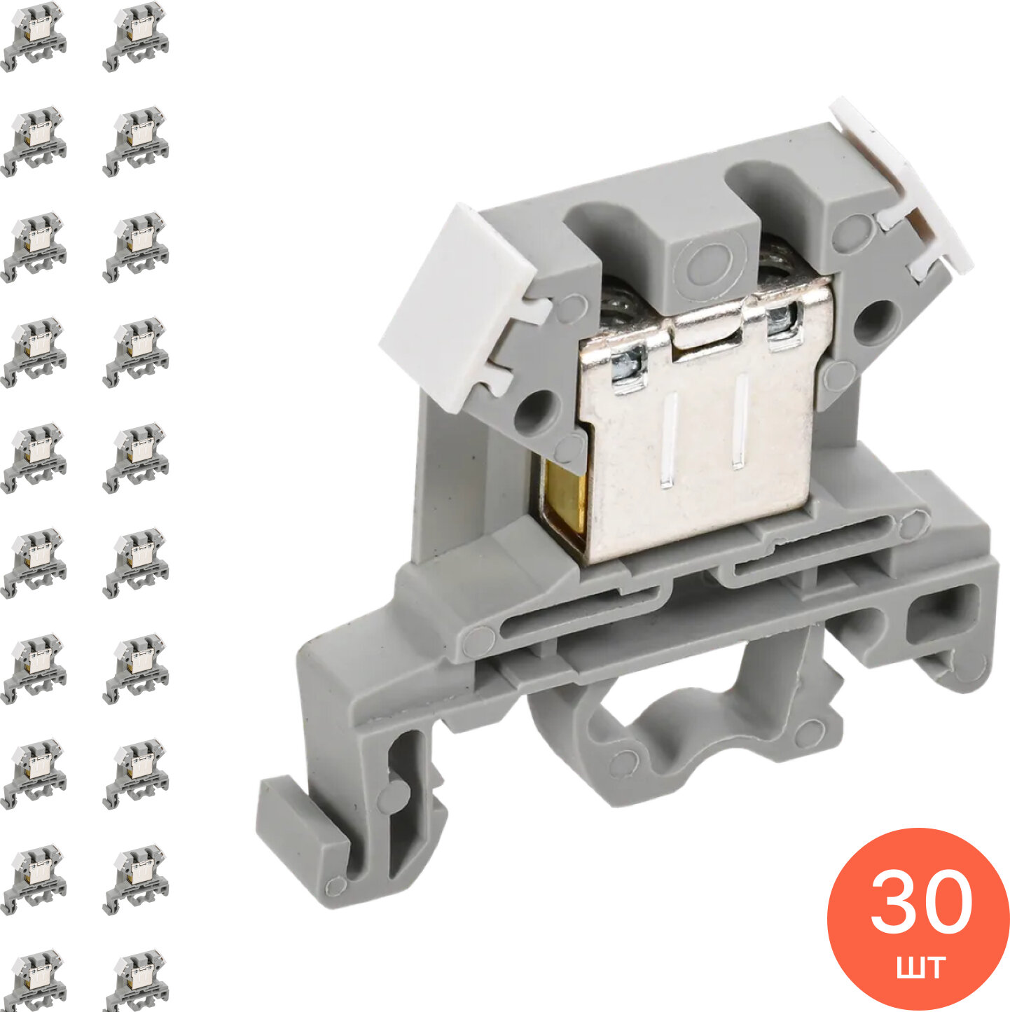 Клемма для проводов IEK / ИЭК ЗНИ-6мм2 (JXB50А), наборная винтовая, корпус огнестойкий полиамид, серый, 46х8мм, 1шт. / зажим (комплект из 30 шт)