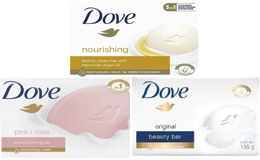 Набор крем-мыла Dove Оригинал, Аргановое масло, Роза 3 штуки по 135 грамм