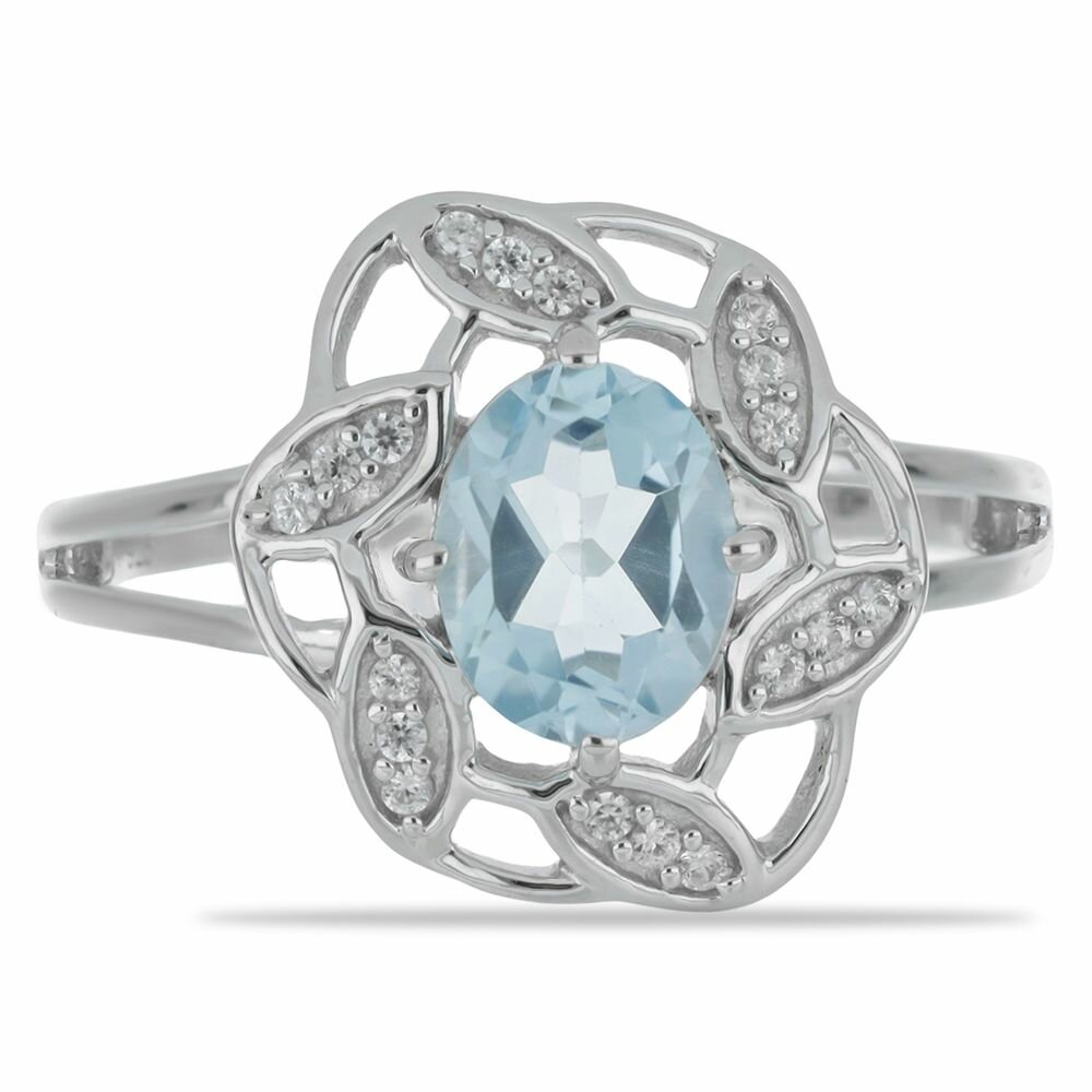 Кольцо, серебро, 925 проба, родирование, топаз, циркон