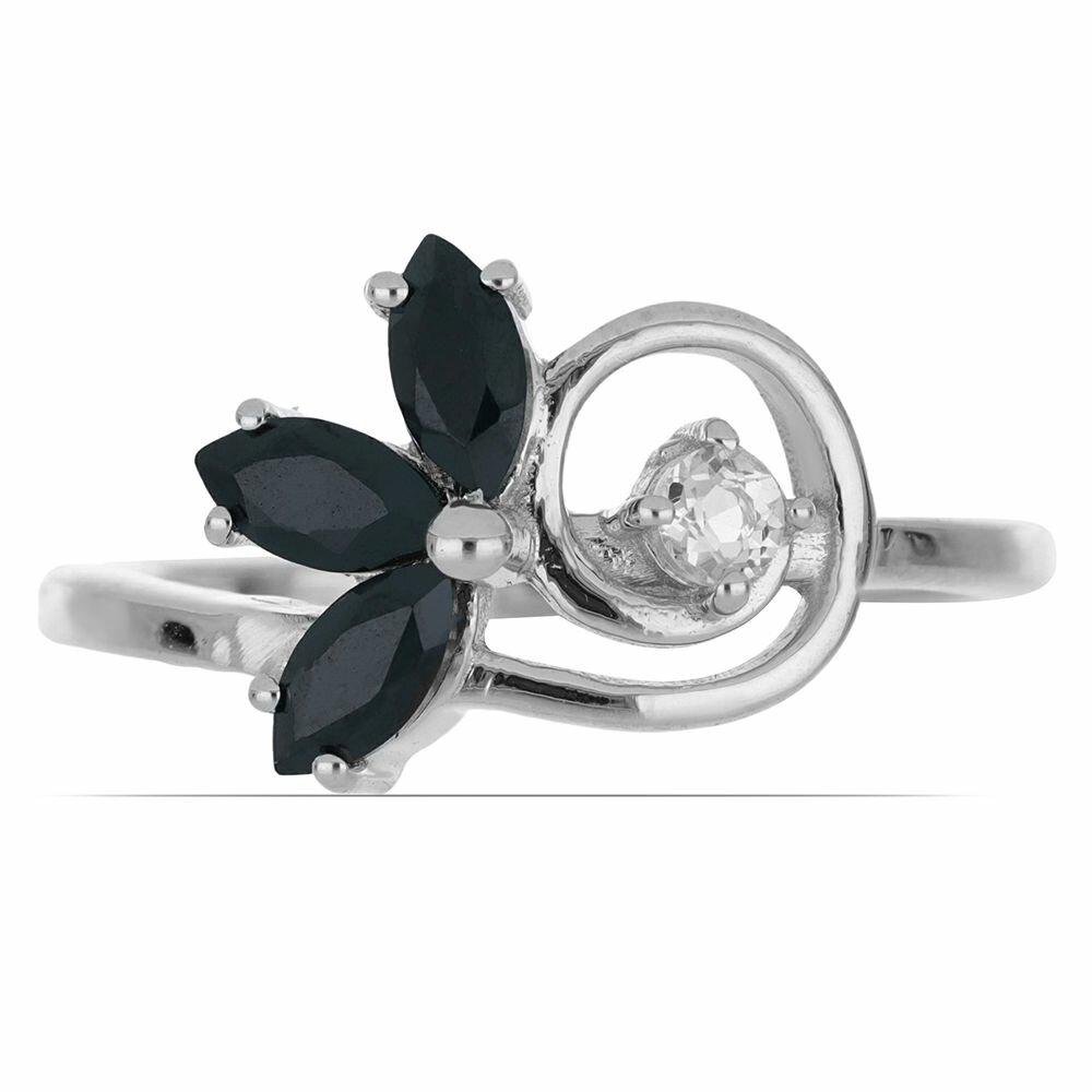 Кольцо, серебро, 925 проба, родирование, шпинель, топаз