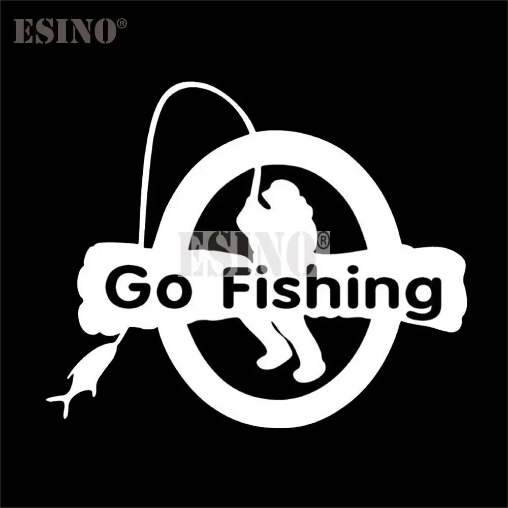 Забавная креативная наклейка Go автомобильный стикер с рыбалкой Auto PVC, автомобильные аксессуары, наклейки на теле, виниловые наклейки White, 28 x 24 cm