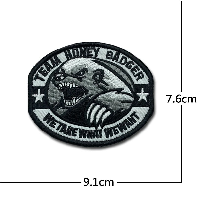 Вышитые нашивки HONEY BADGER OLOEY Черный, MD-11