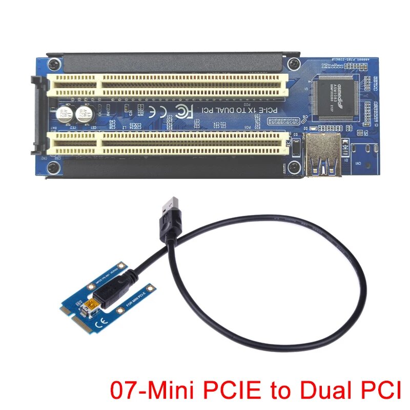 BTBcoin PCI-E/NVME/Mini PCIE к PCI Райзер карта с кабелем USB 3.0 07 Mini PCIE to 2PCI