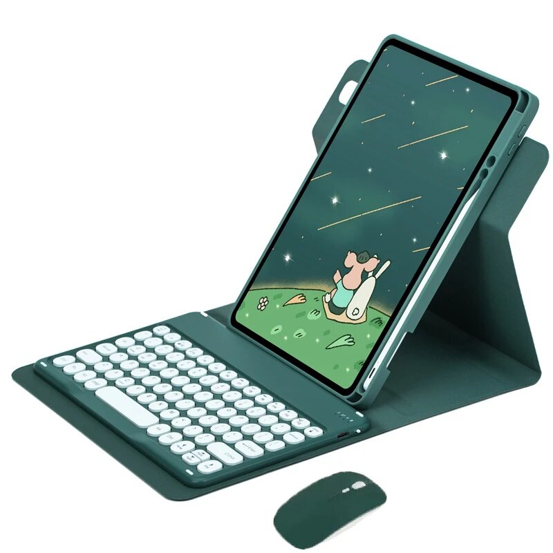 360 ° Вращающийся чехол с клавиатурой для Samsung Galaxy Tab S10 Lite S10 FE S9 FE 10,9 дюйма, чехол с держателем для карандашей, чехол для клавиатуры Teclado