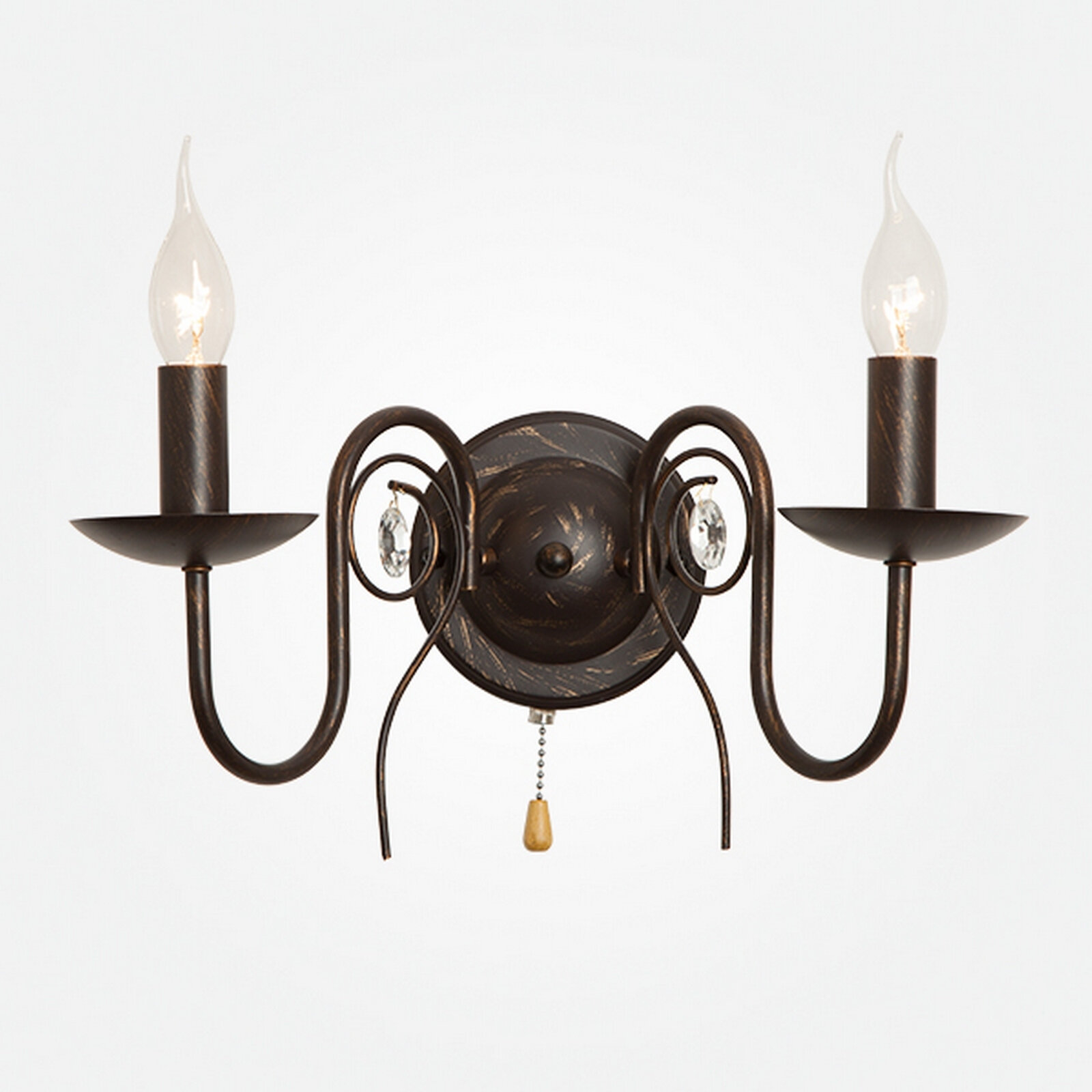 Бра в виде подсвечника черное E14 2400-2800K Eurosvet Tomas 60018/2 черный с золотом