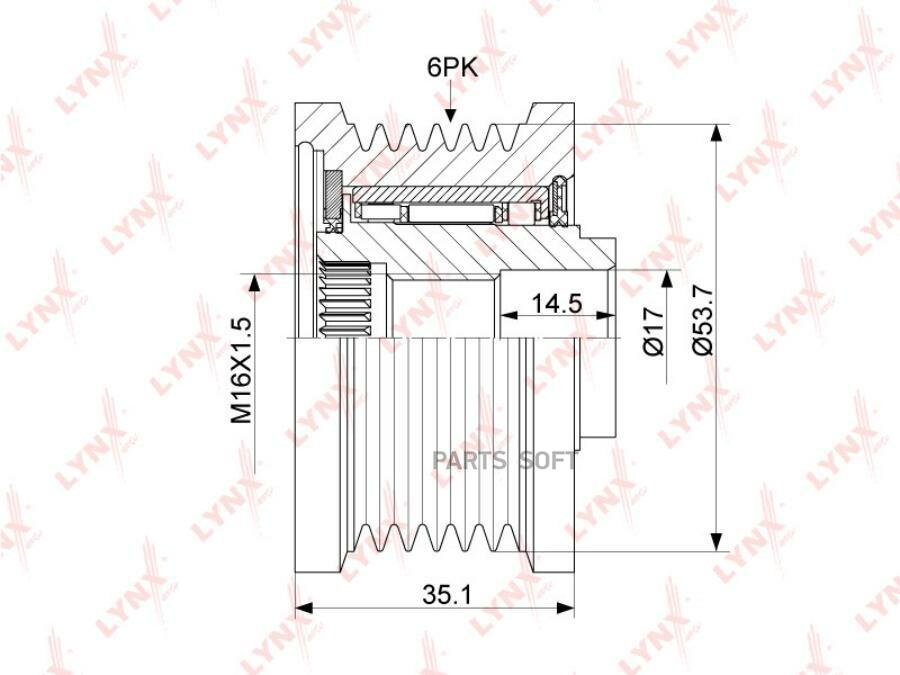 LYNXAUTO PA-1145 Муфта свободного хода генератора BMW 3(E46) 2.0D-3.0D 99-05 / 5(E60) 2.0D-3.0D 04-10 / 7(E65-E67) 3. ()