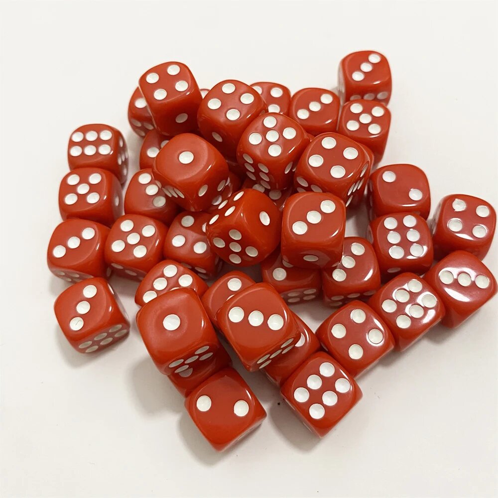 Прозрачные акриловые кубики D6 12 мм 50 шт. 12mm Solid red