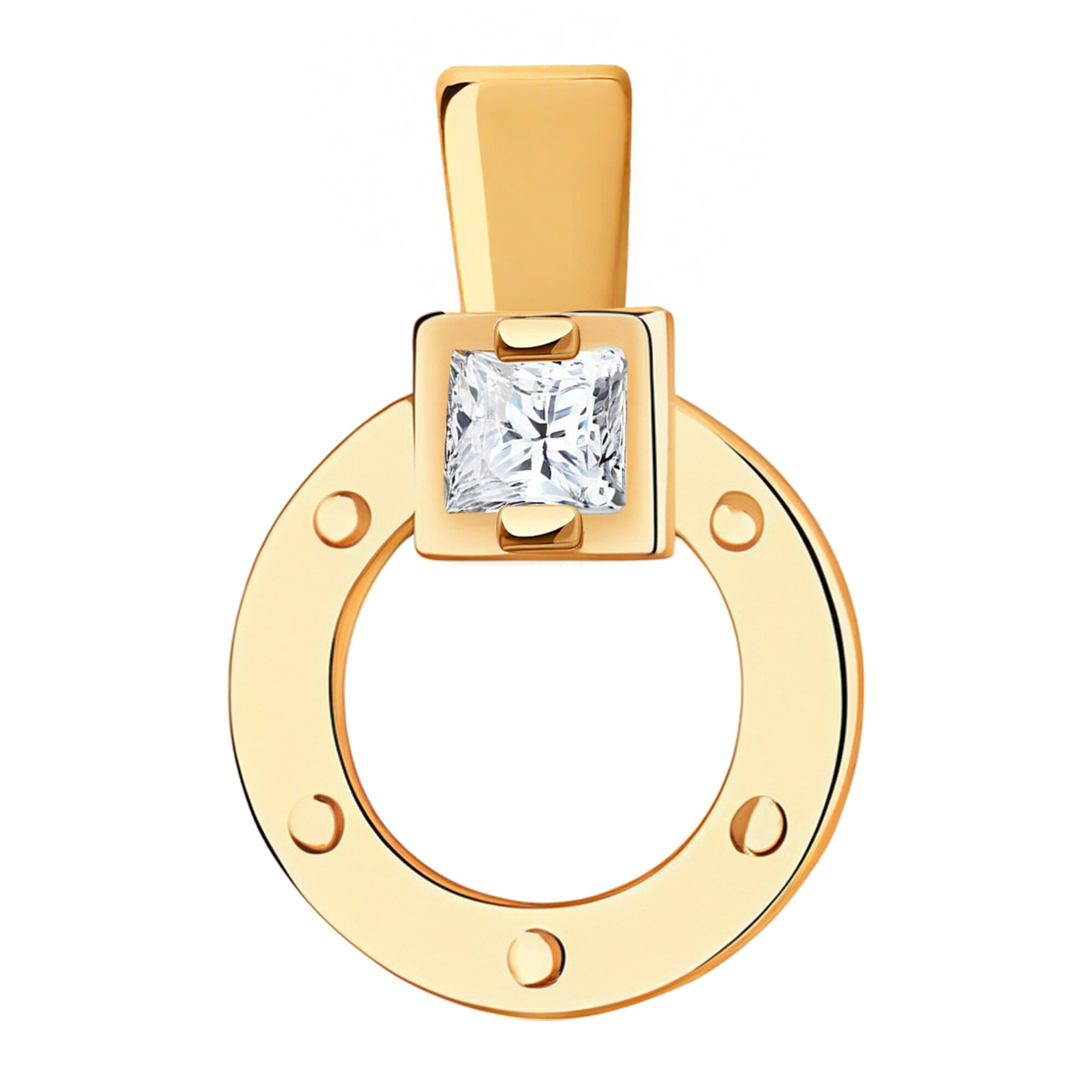 Подвеска, красное золото, 585 проба, фианит