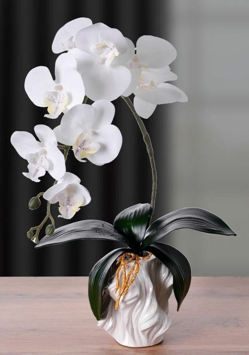 Орхидея искусственная в кашпо , орхидея в горшке из ЭКО-силикона . Искусственная орхидея, орхидея фаленопсис