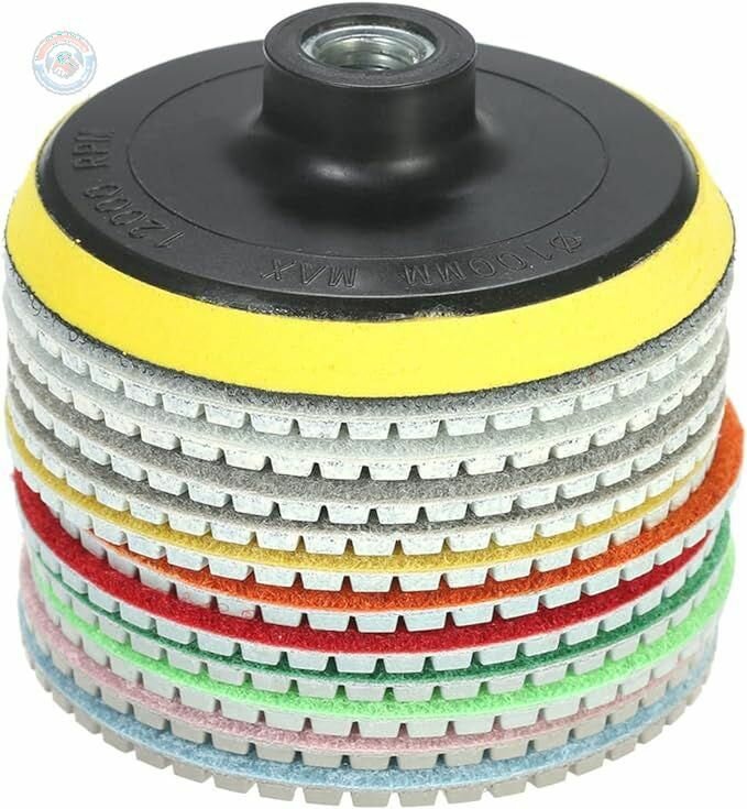 Алмазные полировальные подушечки 4 дюйма, 11 шт для влажной полировки гранита, мрамора, бетона и плитки, набор с подошвой;