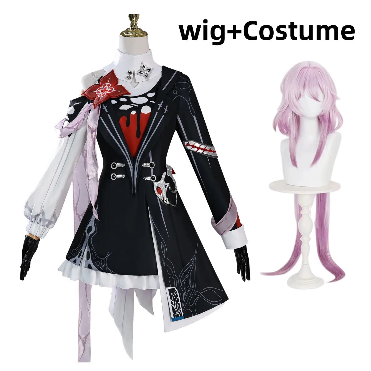 Honkai: Star Rail Косплей костюм Evernight для женщин S, suit wig