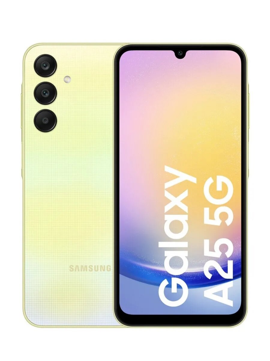 Смартфон Samsung Galaxy A25, 6/128 ГБ 2 nano SIM, Желтый