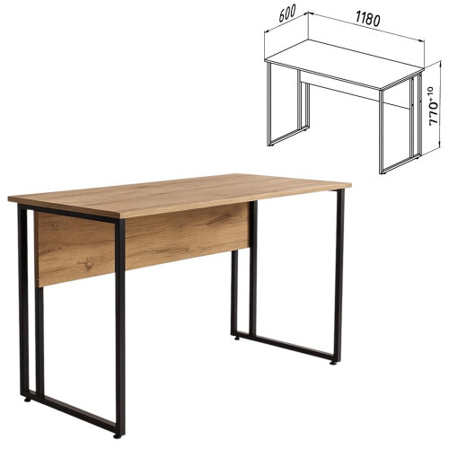 Стол письменный Brabix "SMART CD-019", 1180х600х770 мм, металл/ЛДСП бунратти, каркас черный