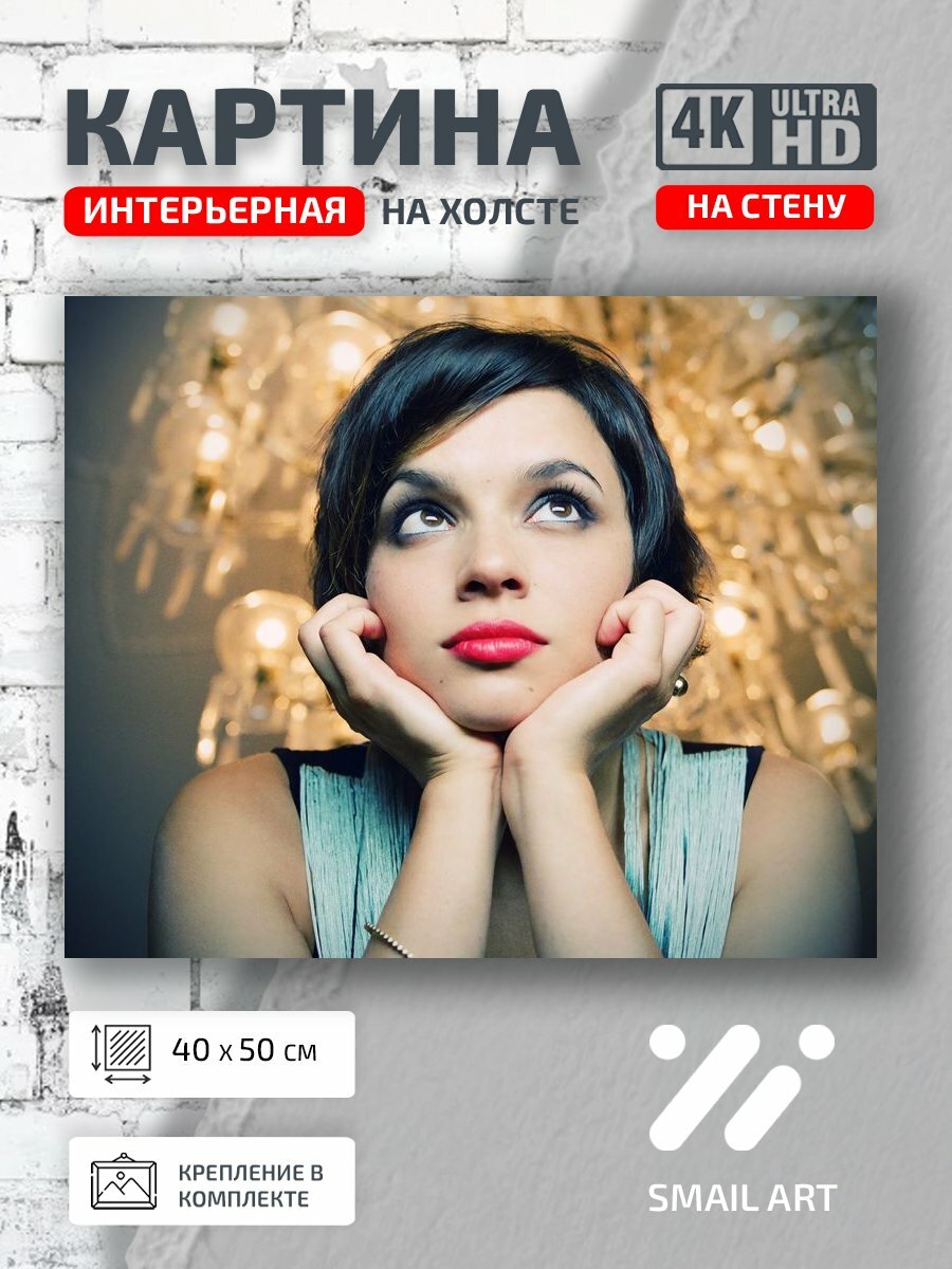 Картина на холсте интерьерная 40 на 50 на стену Мыслях Portrait для салона красоты портрет