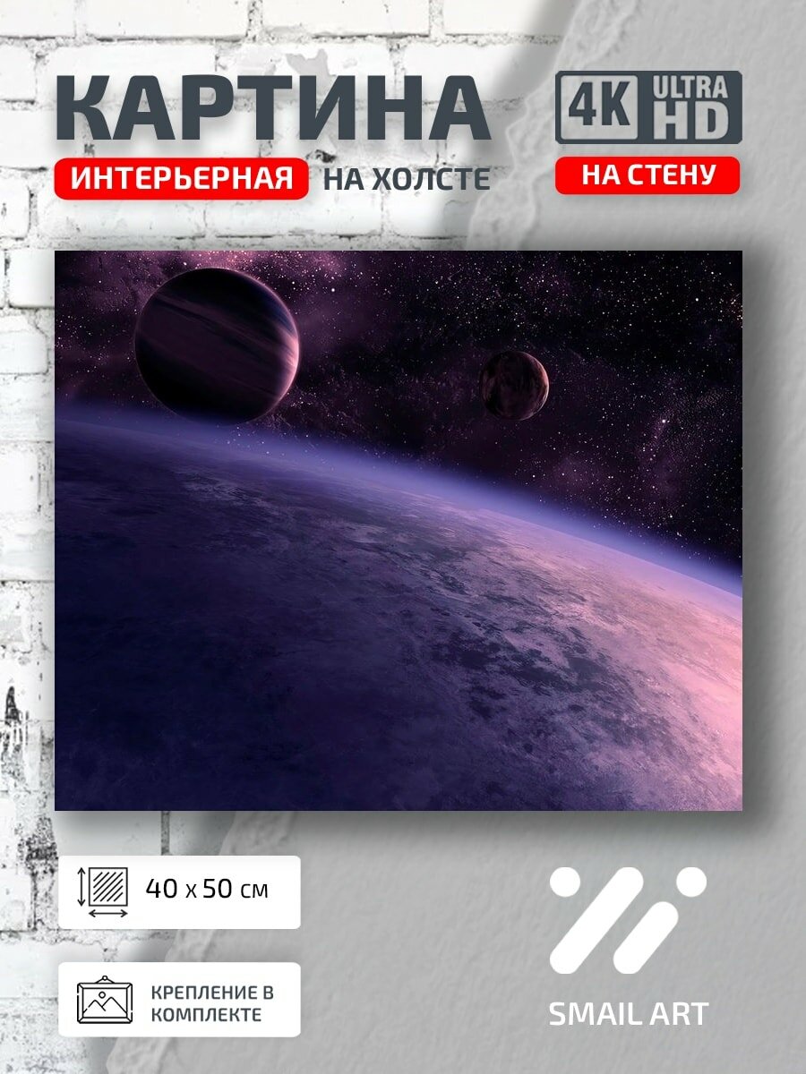 Картина на холсте интерьерная 40 на 50 на стену планеты Космос для студии абстракция