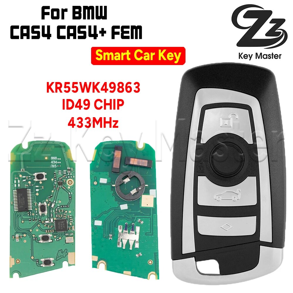 Zz Key Master Smart Card Key BMW F System 315/433/868 МГц ID49 Для BMW 1 2 3 4 5 6 7 серии X1 X3 CAS4 CAS4+ FEM F Syst. 433MHz