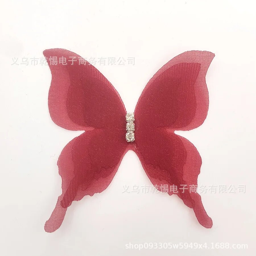 Набор аппликаций бабочек из органзы 10 шт. burgundy