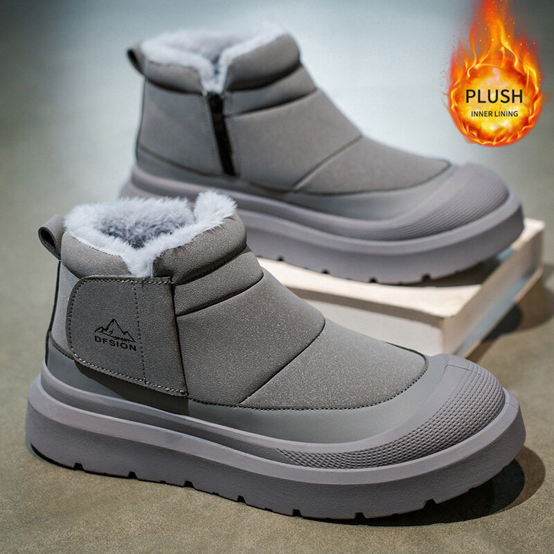 Мужские ботинки 2025 года, новые зимние водонепроницаемые снежные ботинки, мужские теплые ботинки с флисовой подкладкой, утолщенные мужские хлопковые ботинки, высокие рабочие ботинки