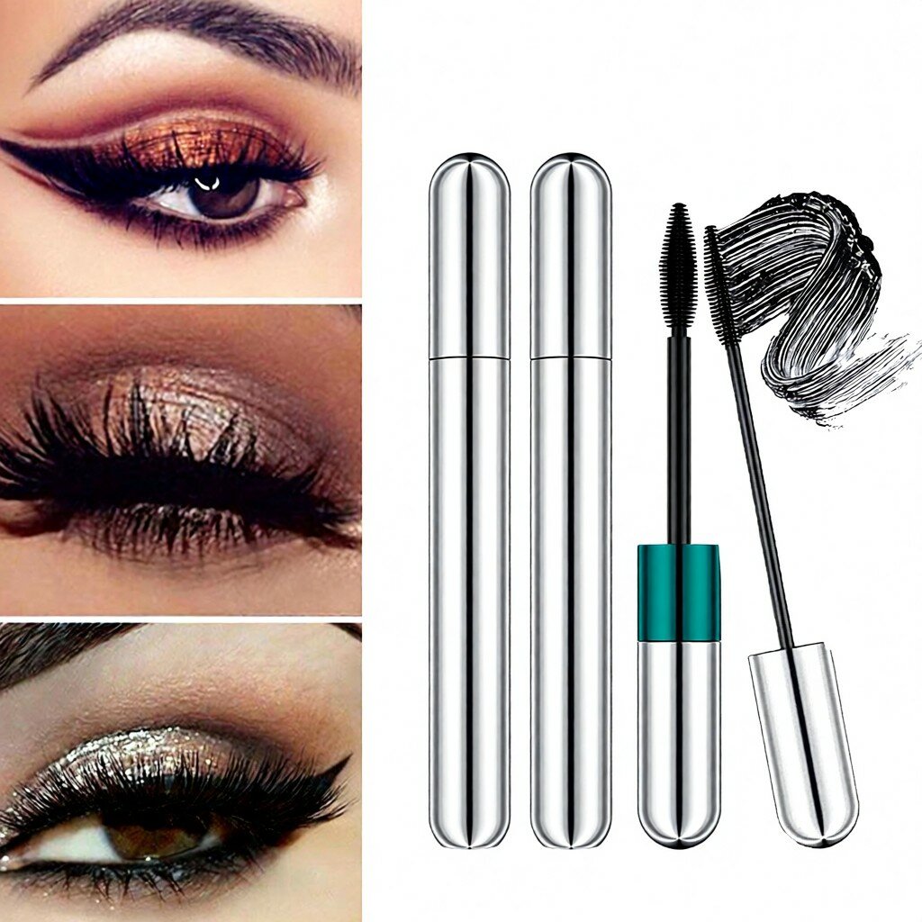 4D Mascara, 2 in 1 Thrive Cosmetics Mascara для естественного удлинения и толщения, водонепроницаемый и долговечный (3 PCS), черный, 8 г, длительность 24 часа, для всех типов кожи