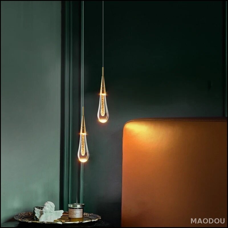 Подвесные светильники LED "Капля дождя", золото/черный