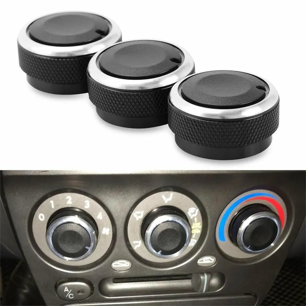 3шт Ручка кондиционера из алюминиевого сплава Ручка переменного тока Кнопка терморегулирования для аксессуаров Hyundai Accent