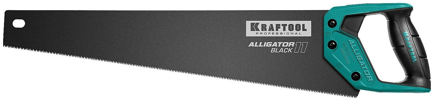 Ножовка для точного реза KRAFTOOL "Alligator BLACK", 500 мм, 11 TPI 3D зуб, 15205-50