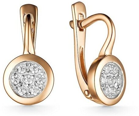Серьги, красное золото, 585 проба, фианит