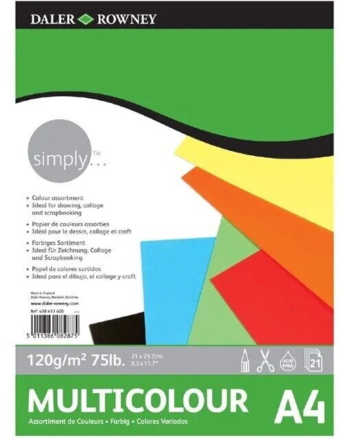 Daler Rowney Альбом цветной бумаги Daler Rowney "Simply", 120 г/м2 21 лист А3