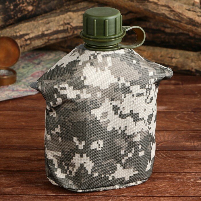 Фляга "Командор", пластик 1 л, камуфляж серый