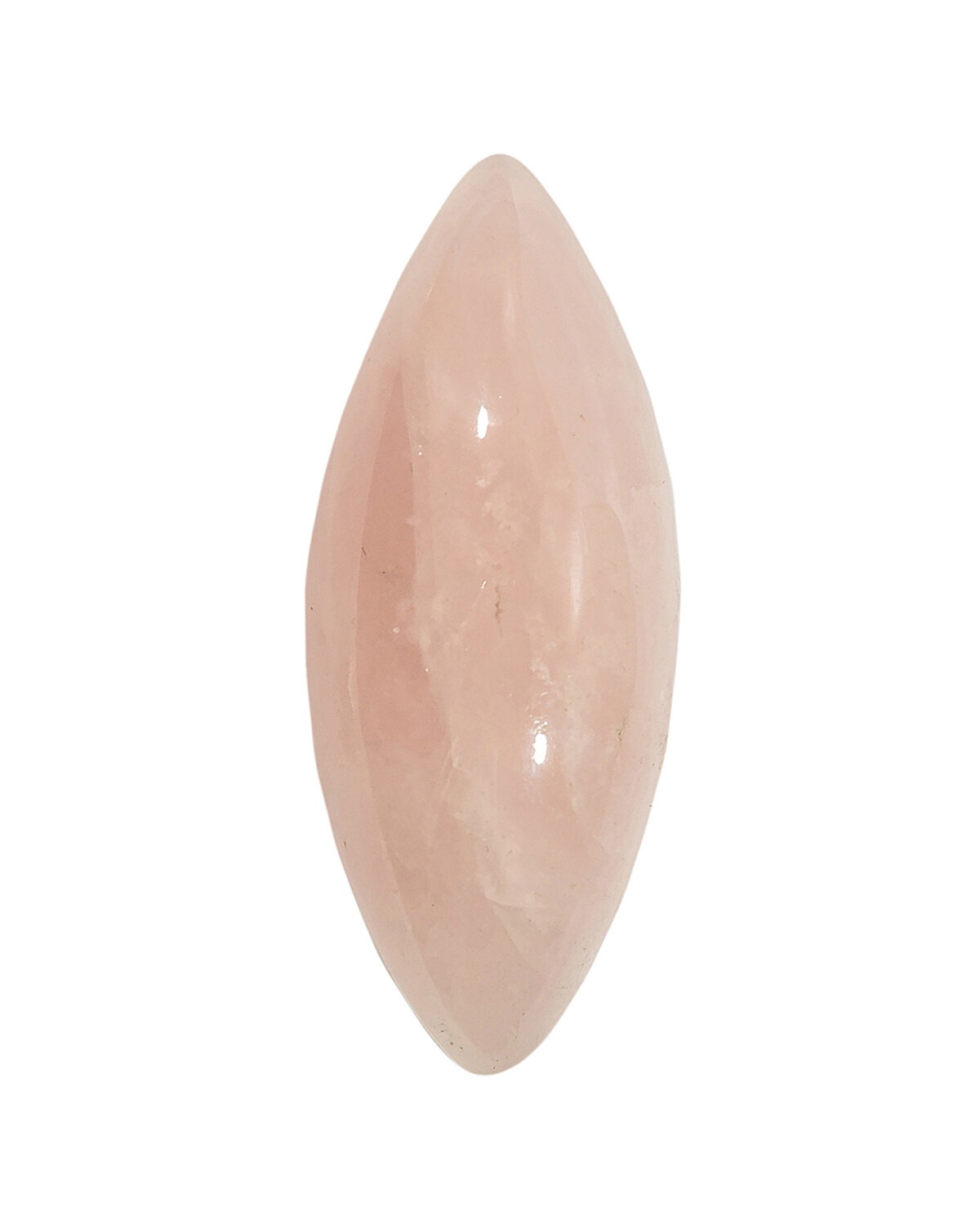 Кабошон из розового кварца, размер 33х14х8 мм, вес 6 грамм