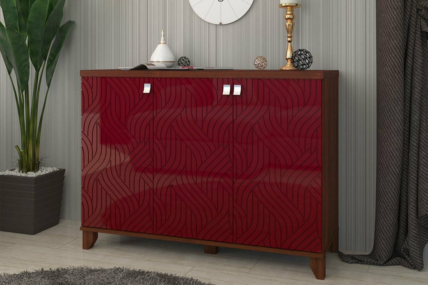 Комод Ренди 14 120х40х90 фасад МДФ с фрезеровкой Личи IFIA, корпус ноче мария луиза, ножка №3