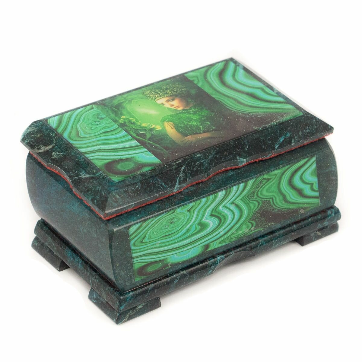 Шкатулка Хозяйка медной горы с иллюстрацией малахит 15х9х7 см 116957