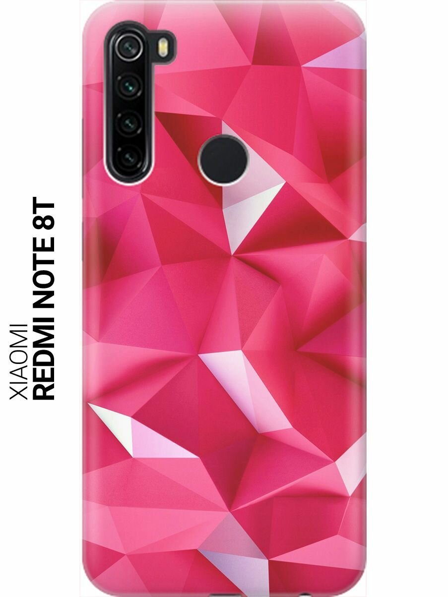 Силиконовый чехол на Xiaomi Redmi Note 8T, Сяоми Редми Ноут 8Т с принтом "Малиновые ромбы"