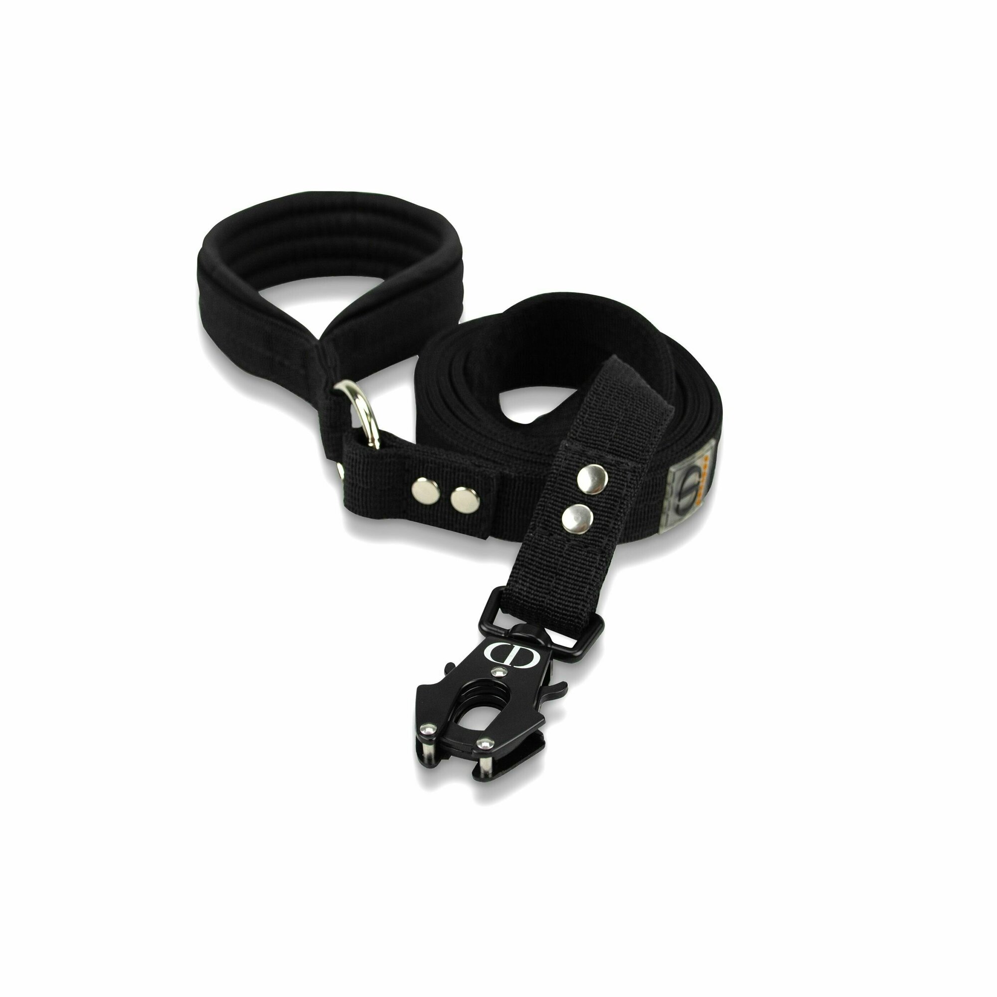 Поводок с карабином самозахватом CORADOG Double Power Black frog, цвет черный, 2м