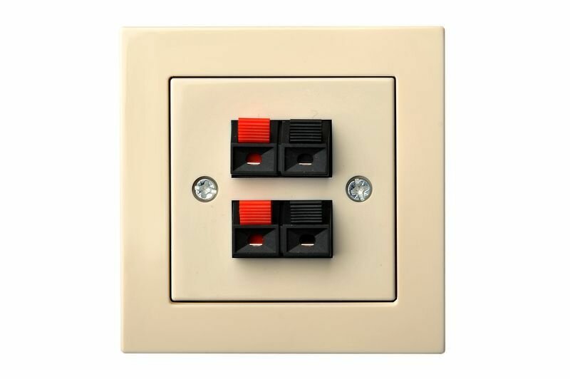 Розетка аудио Liregus EPSILON, для колонки, с зажимами, бежевая, двойная, встраиваемая