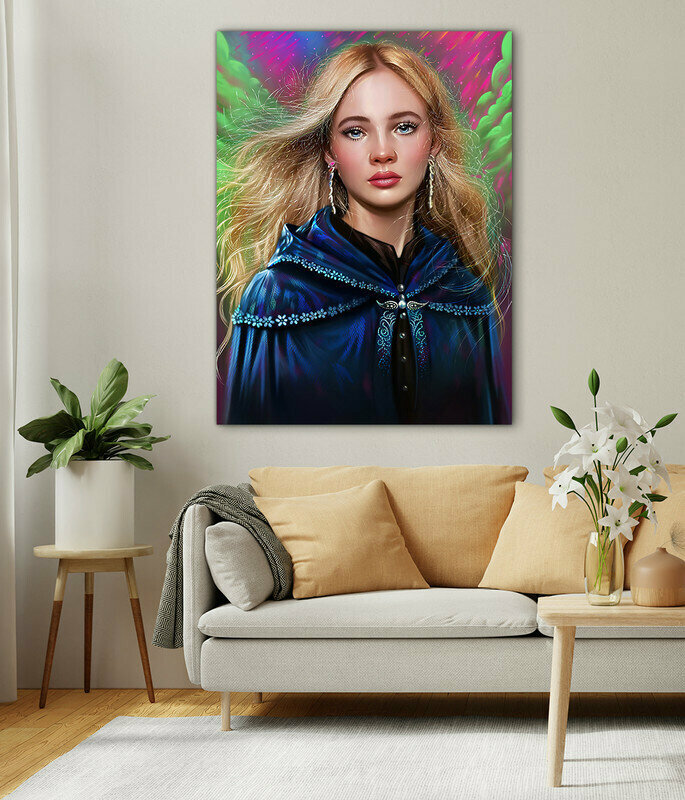 Интерьерная картина на холсте "Маленькая Цири - Ведьмак" размер 22x30 см