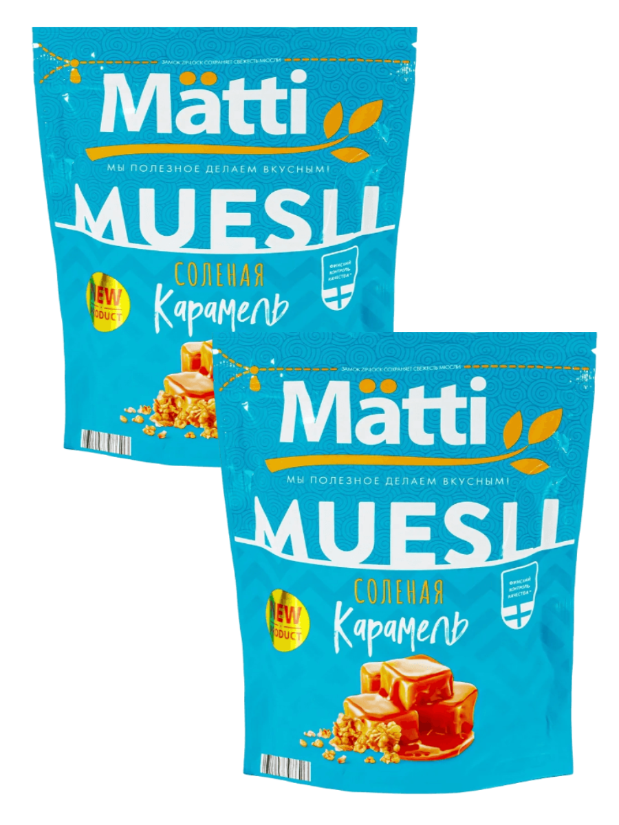 Мюсли Соленая карамель, 250 г / Готовый сухой завтрак 2 шт
