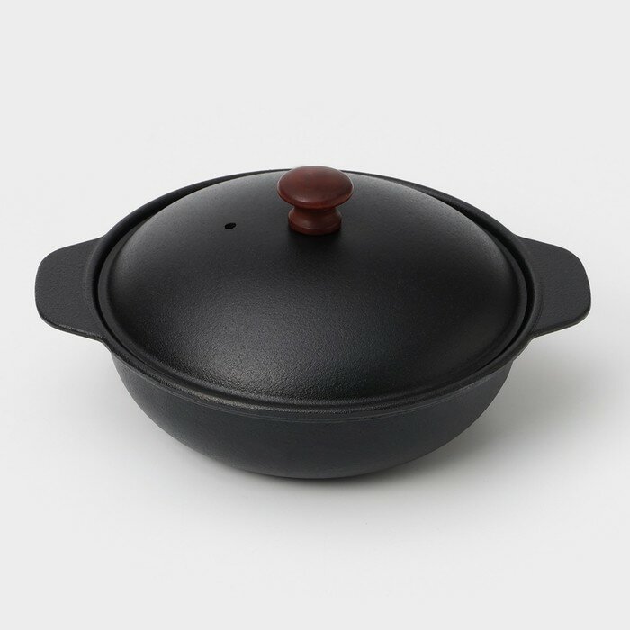 Жаровня, 2 л, d=24 см, с крышкой, чугун, чёрная