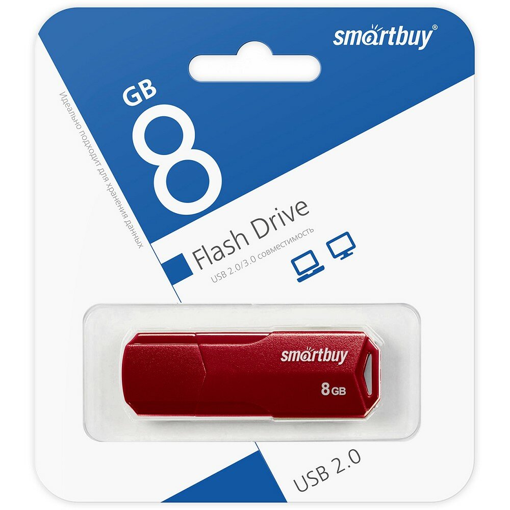 Smart buy Носитель информации Smartbuy USB Drive 8GB CLUE Burgundy SB8GBCLU-BG UFD 2.0