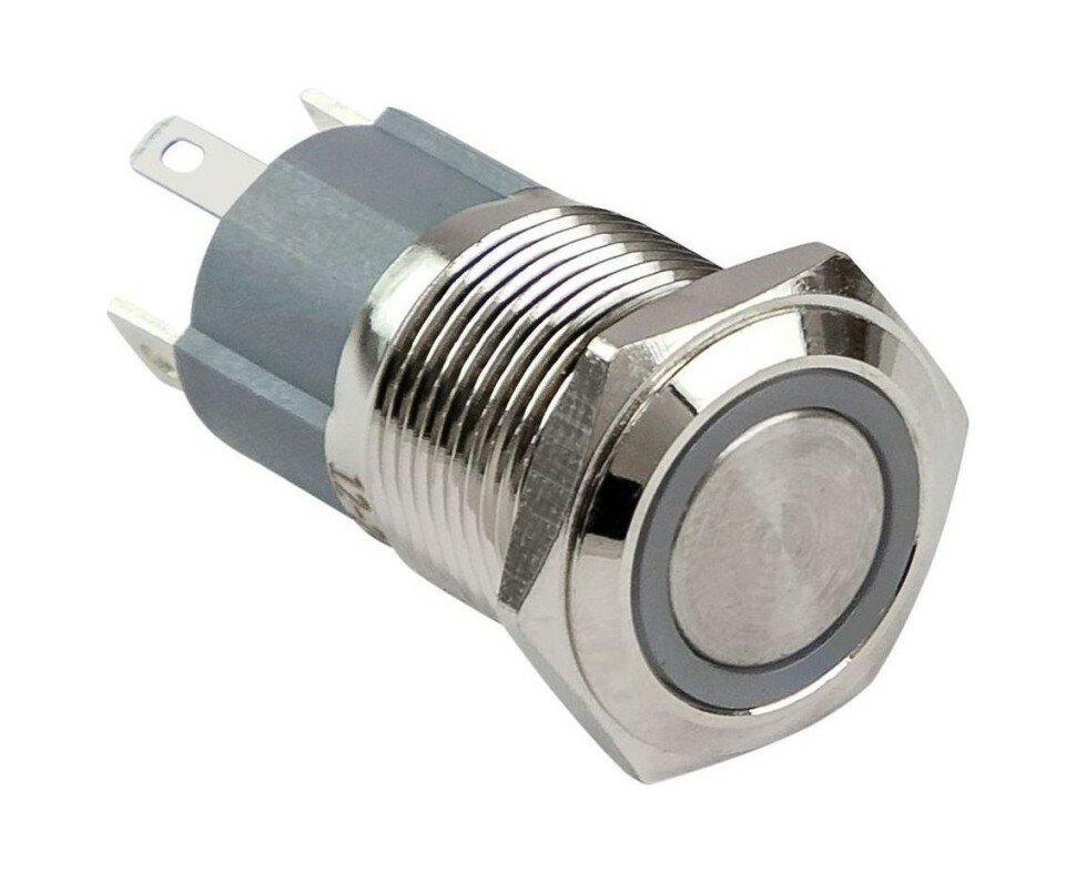 Кнопка без фиксации, подсветка синяя, 12 В, д.16 мм, Marine Rocket (Москва)