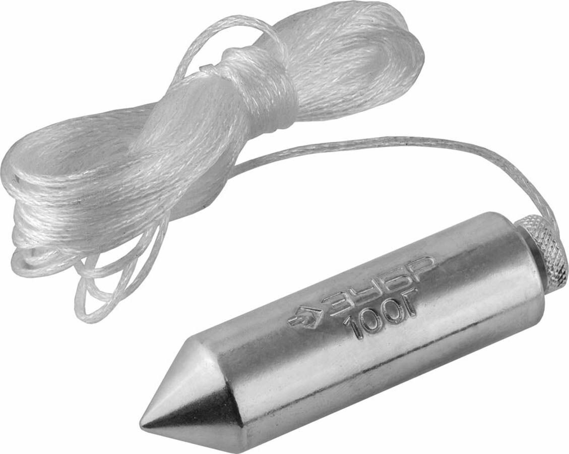 Отвес ЗУБР 5 м, 100 г, пластиковый контейнер, строительный со шнуром