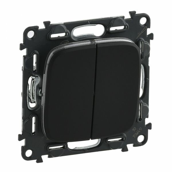2 шт. Legrand Valena ALLURE DIY Антрацит Выключатель 2-х клавишный 10А 250В, 752915