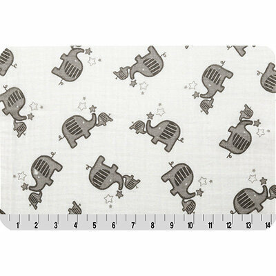 "PEPPY" Ткань муслиновая фасовка EMBRACE 100% хлопок 100 х 125 см Shannon Fabrics elephants silver
